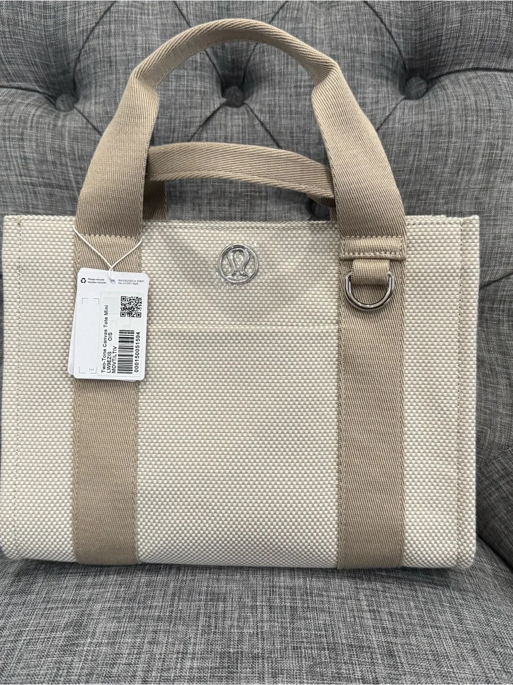 lululemon athletica | Bags | Lululemon Twotone Mini Canvas Tote ...